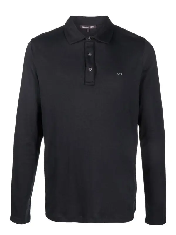 Michael Kors Logo Embroidered Sleeved Polo Shirt - Black