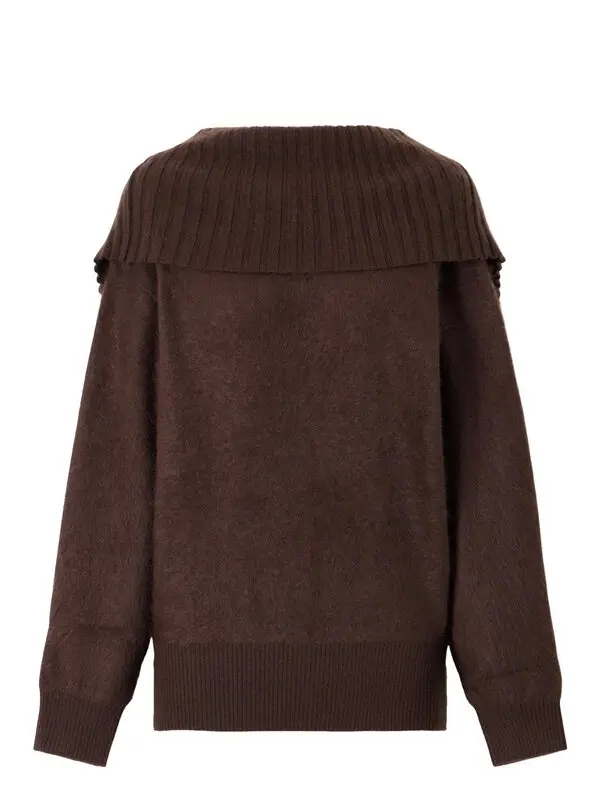 Sportmax Off-the-shoulder Wool Sweater - Brown