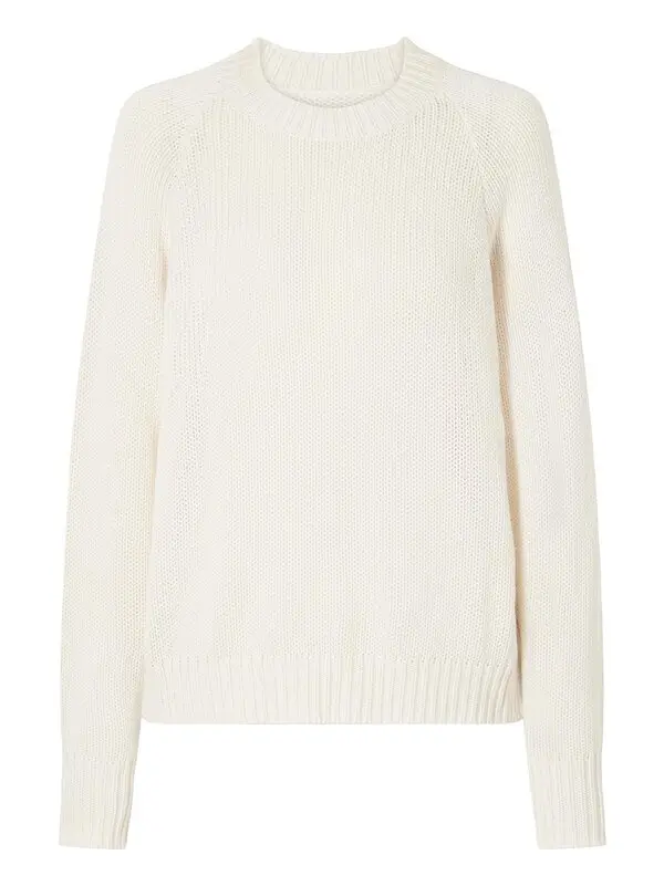 JAMIE HALLER Crewneck Cotton And Cashmere-blend Sweater - Neutrals