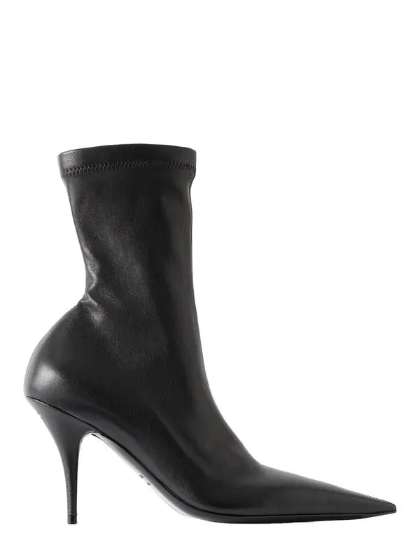 Balenciaga Avenue Bootie 90 Leather Ankle Boots - Black