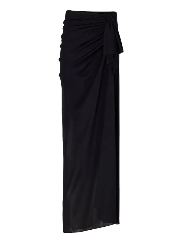 Alex Perry Tie-detailed Gathered Jersey Maxi Skirt - Black