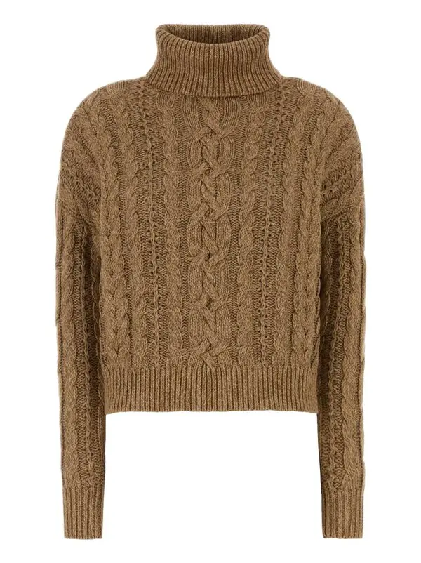 Ralph Lauren Cable Knit Turtleneck Sweater - Beige