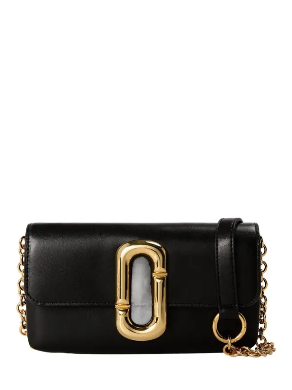 Marc Jacobs Rectangular Leather Crossbody Bag With Goldtone Buckle - Black