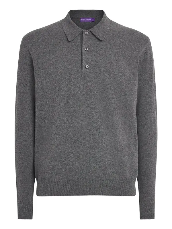 Ralph Lauren Purple Label Cashmere Polo Sweater - Grey