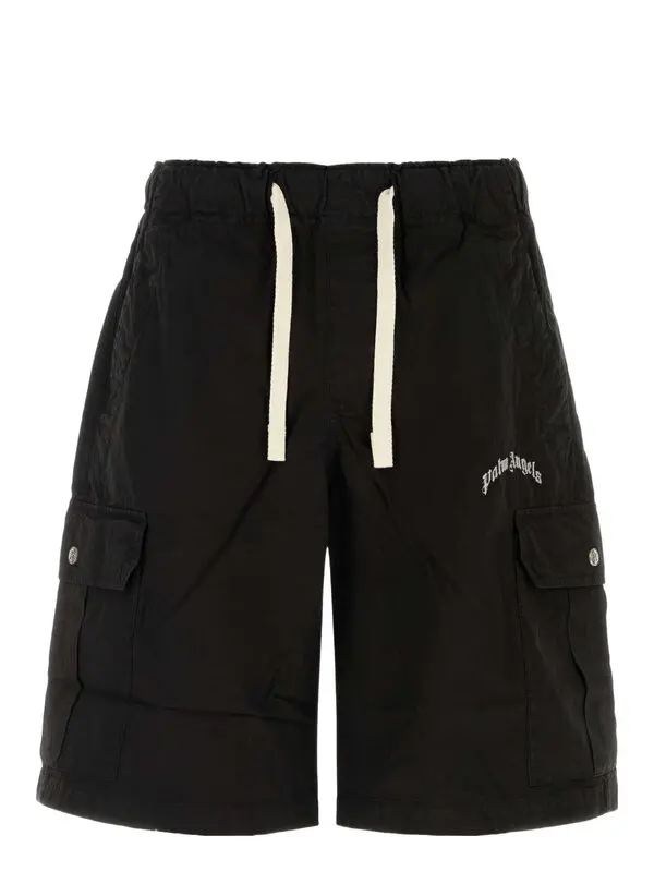 Palm Angels Cargo Drawstring Shorts - Black