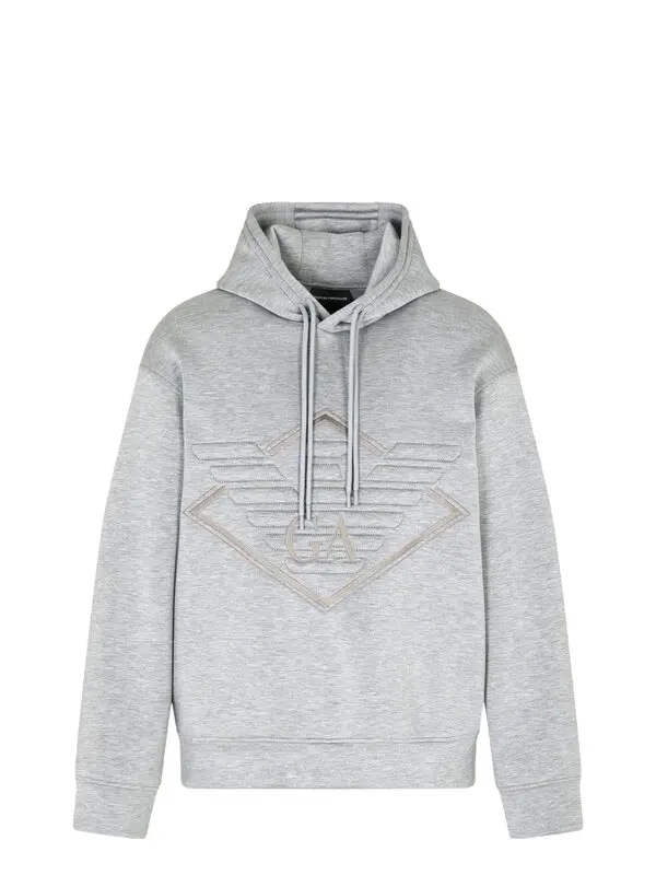 Emporio Armani Logo Embroidered Fleece Hoodie - No