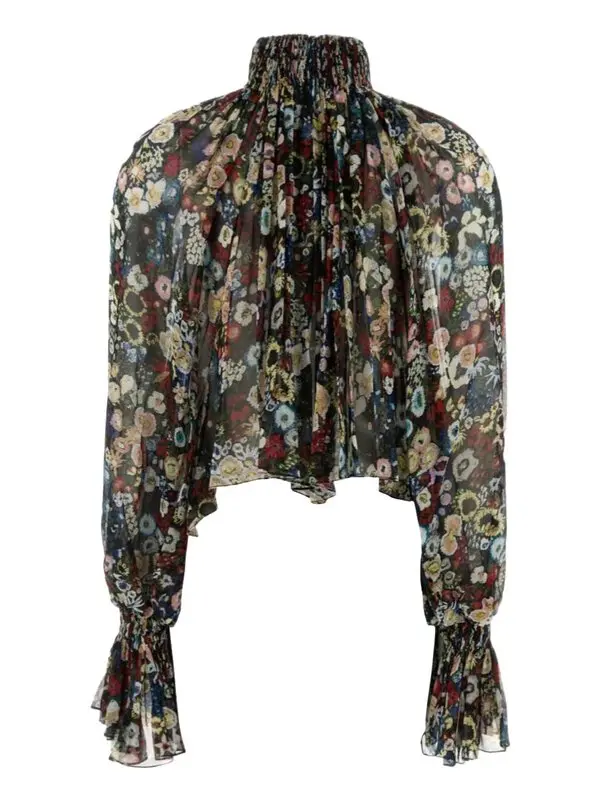 Khaite Floral Print Chiffon Blouse - Black