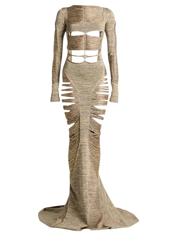 Rick Owens Metallic Long-sleeve Maxi Dress - No