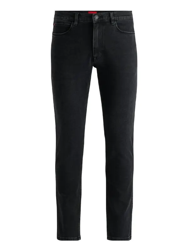 Hugo Boss Washed Straight-leg Denim Trousers - Black