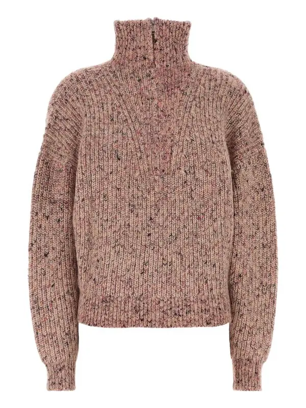 Isabel Marant Étoile Speckled Blend Half-zip Turtleneck Sweater - Pink