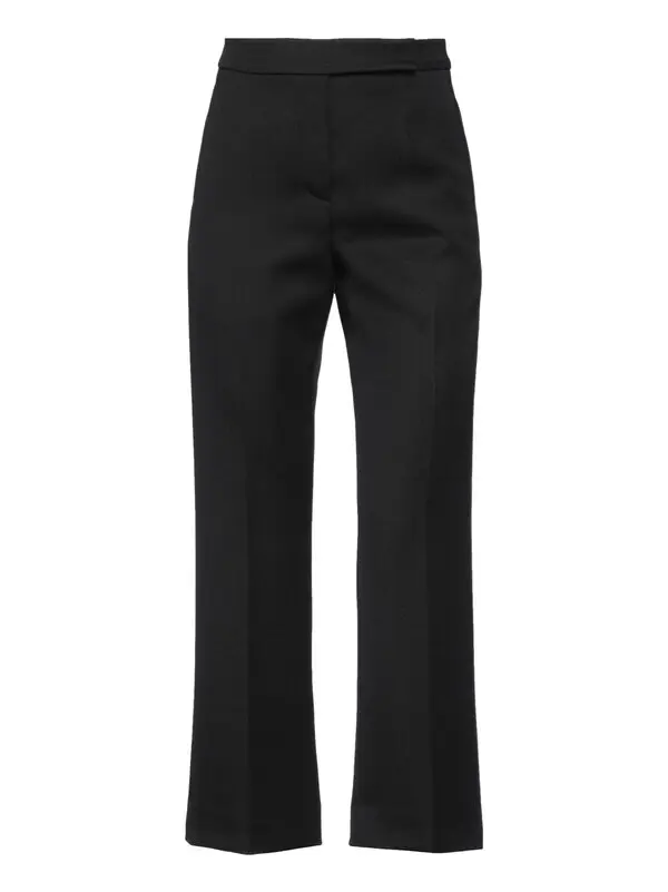 Tory Burch Belted Wool Wide-leg Cropped Pants - Black