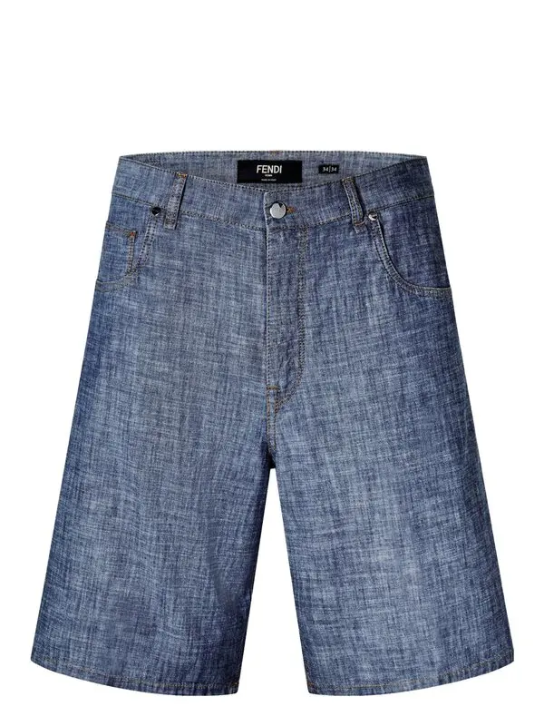 Fendi Woven Relaxed Fit Shorts - Blue