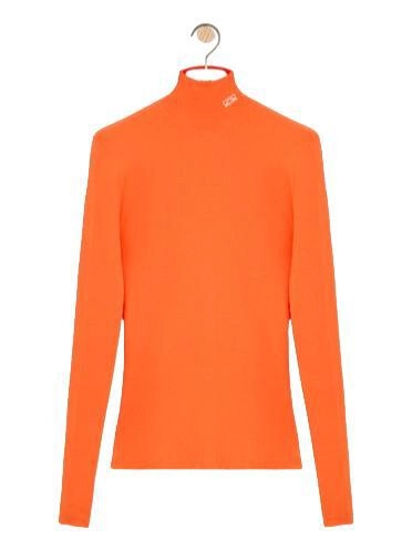 Loewe Ribbed Viscose Blend Turtleneck Top - Oranges