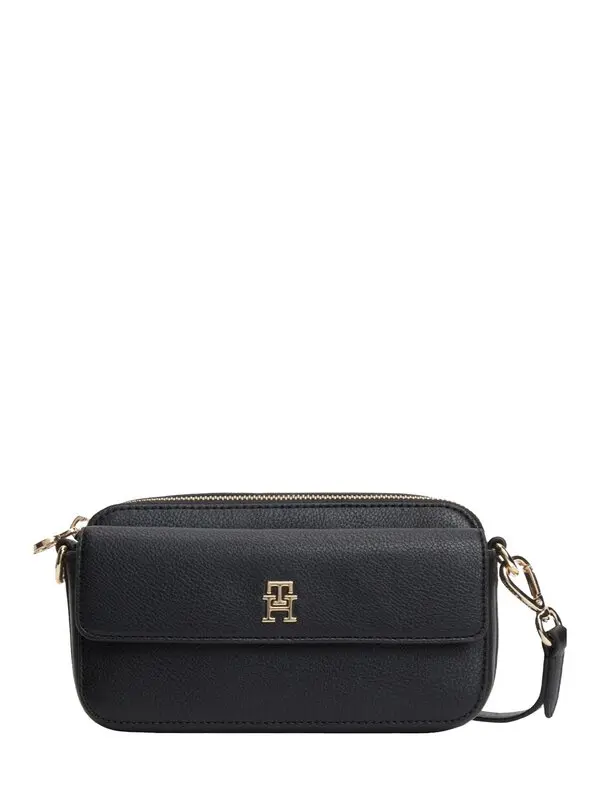 Tommy Hilfiger Camera Bag With Gold Tone Logo - Black