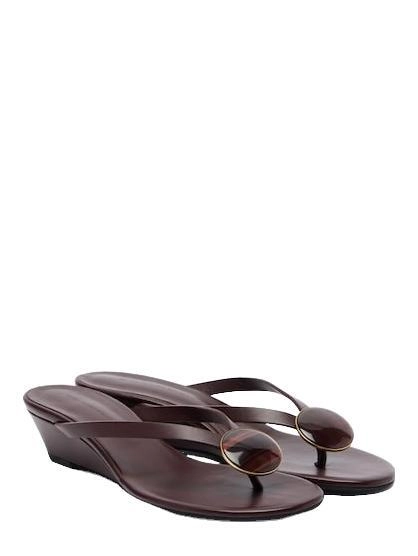 Christopher Esber Leather Wedge Thong Sandals - Black