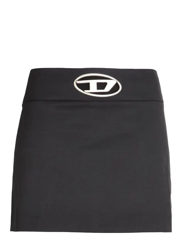 DIESEL® Slim-fit Pencil Skirt With Logo Detail - Black