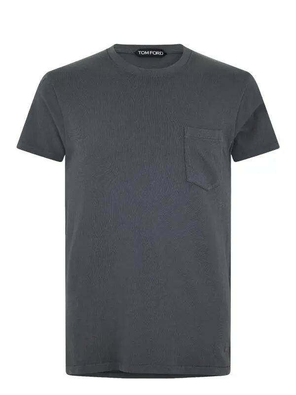 TOM FORD Crewneck Shortsleeve Tee With Chest Pocket - Black