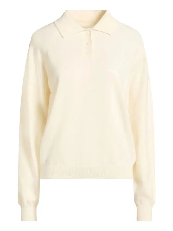 MAISON MARGIELA Long Sleeve Button-front Wool Knit Sweater - Ivory