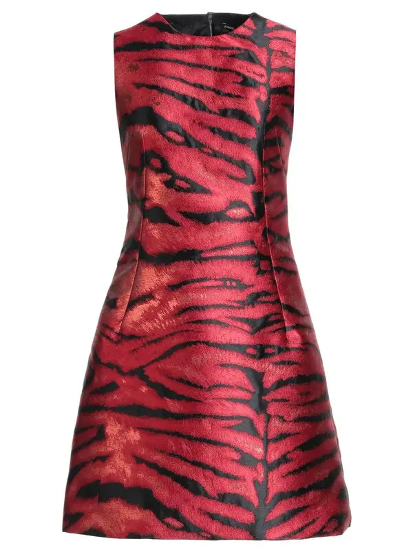 Dolce & Gabbana Sleeveless Tiger Print Metallic Dress - Red