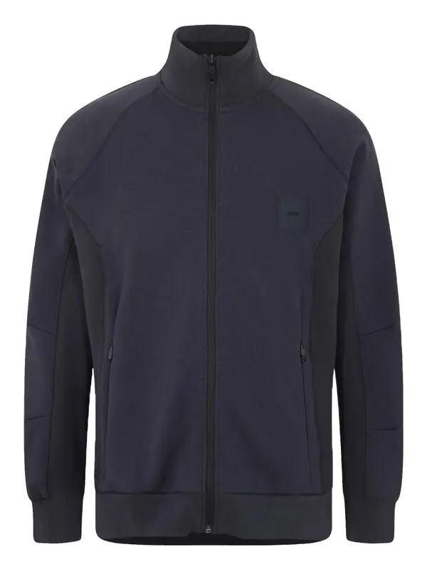 Hugo Boss Stand Collar Zip-up Jacket With Paneling - Blue