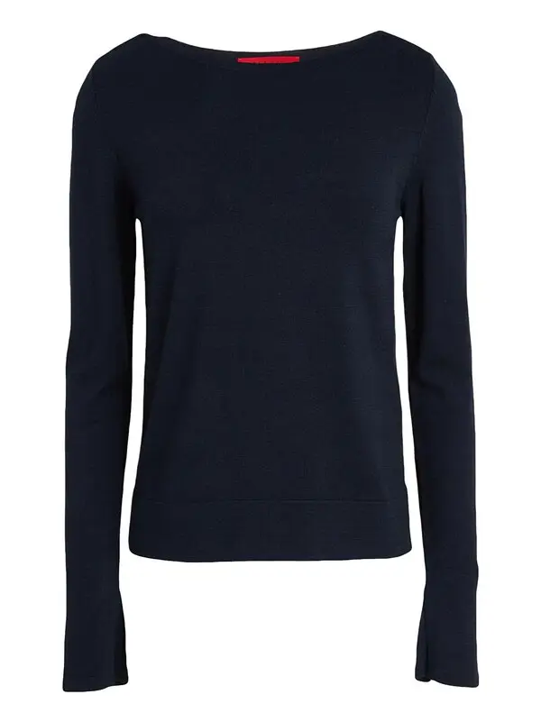 MAXCO. Max&co. Long Sleeve Knit Top With Side Slits - Blue