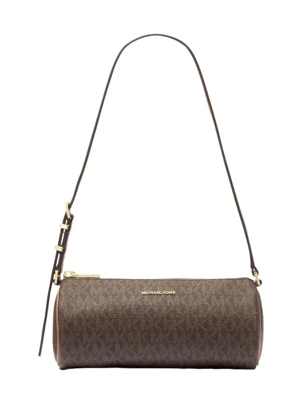 Michael Kors Monogram Barrel Shoulder Bag - Brown