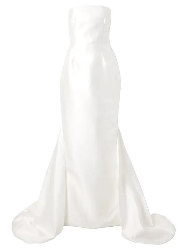 Solace Strapless Pleated Twill Gown - White
