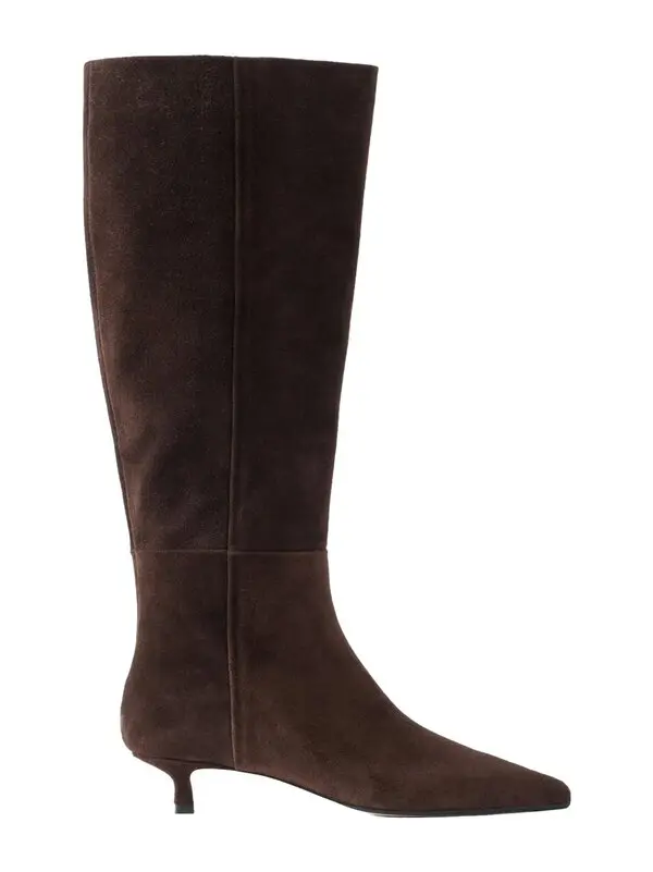 AeydĒ Knee High Pointed Toe Suede Boots - Black