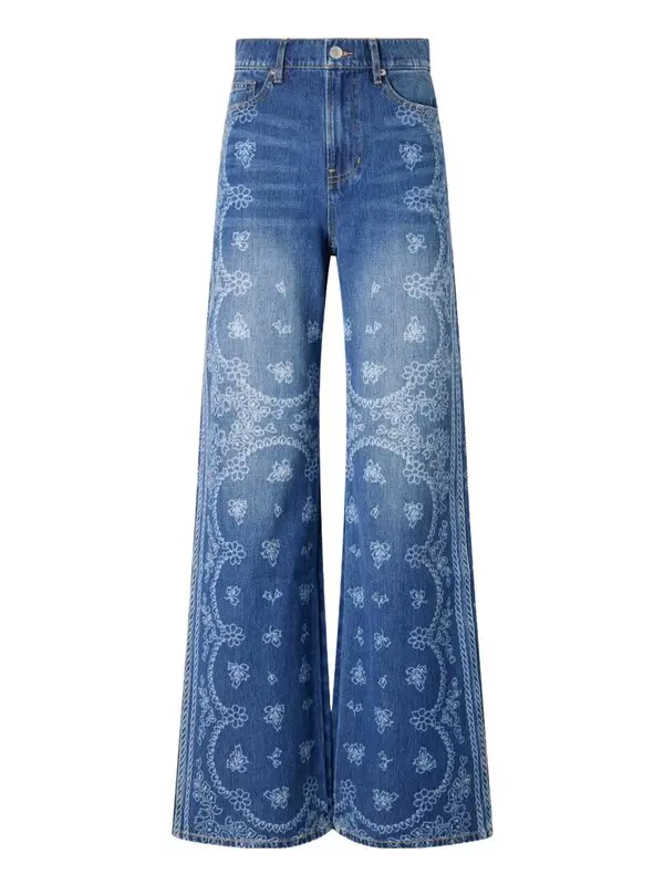 Veronica Beard High-rise Wide-leg Printed Jeans - Blue