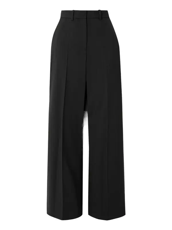 JOSEPH Pleated Stretch-wool Twill Straight-leg Pants - Black