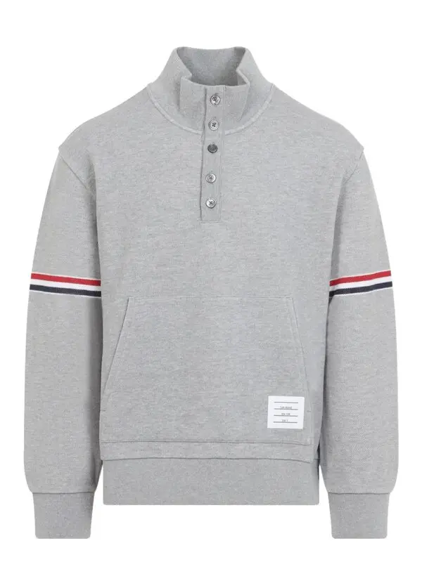 Thom Browne Buttoned High-neck Sweatshirt - Light Gray