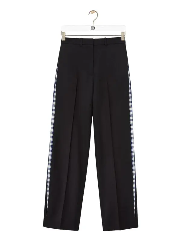 Loewe Wool Trousers With Gingham Inserts - Black