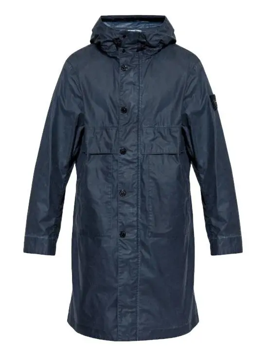 Stone Island Long-sleeved Hooded Coat - Blue