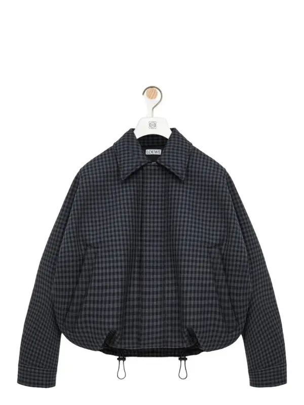 Loewe Checkered Wool Drawstring Jacket - Blue/black