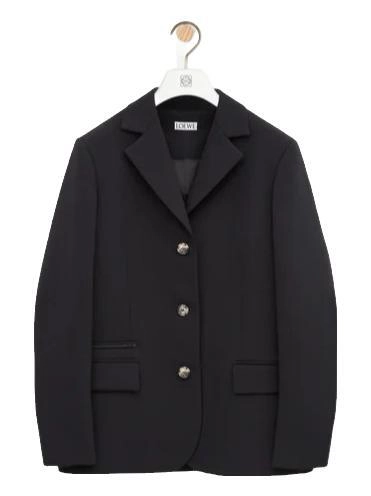 Loewe Tailored Jacket In Stretch Wool Blend - Black