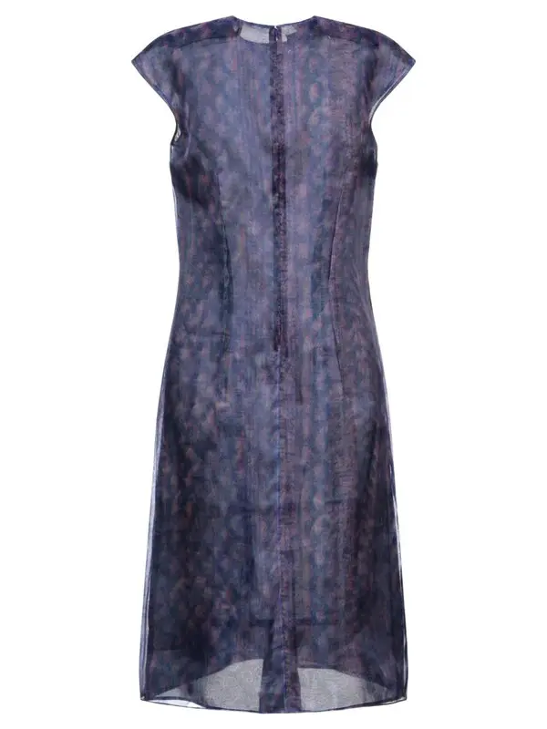 MAISON MARGIELA Short-sleeved Crew Neck Dress In Multi-colored Organza - Blue