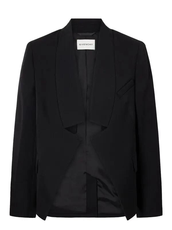 Givenchy Reverse Lapel Wool Grain De Poudre Jacket - Black