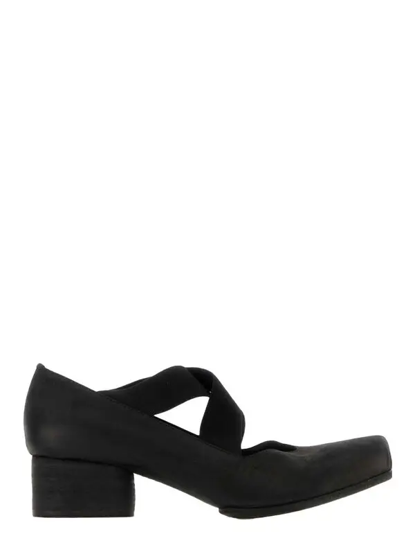 UMA WANG Square-toed Ballet Shoes With Chunky Heel - Black
