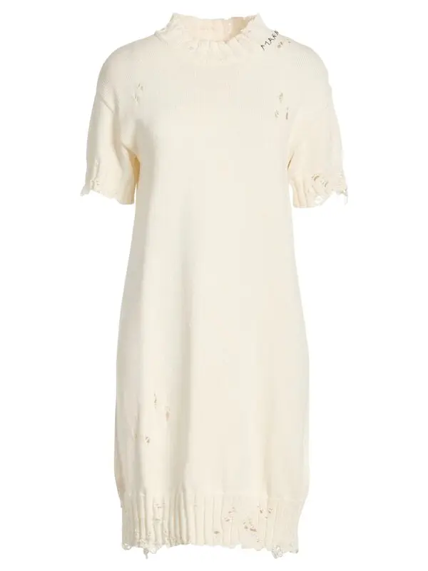Marni Rib-knit High Neck Dress - White