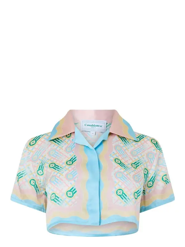 Casablanca Printed Cropped Shirt - Nude