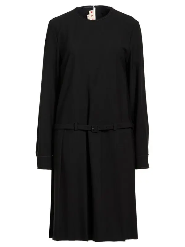 Marni Belted Pleated Dress - Black