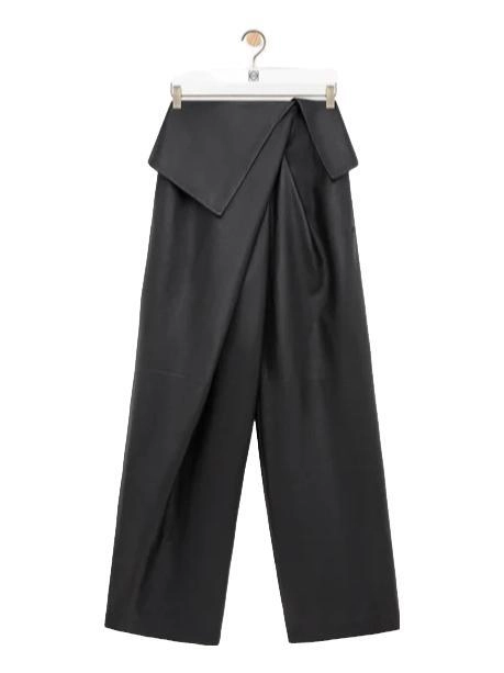 Loewe Draped Trousers In Nappa Lambskin - Black
