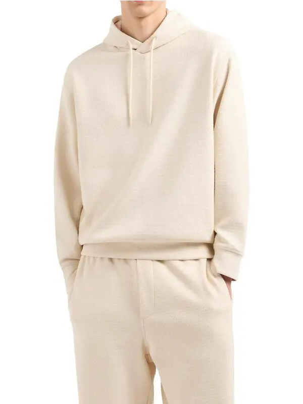 Emporio Armani Textured Longsleeve Hooded Sweatshirt - Nude