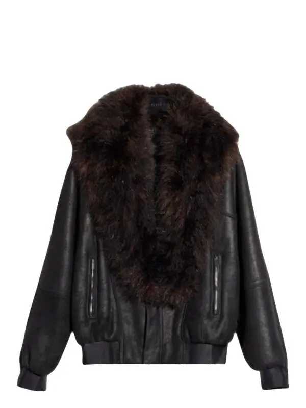 Gucci Fuzzy Collar Bomber Jacket - Black