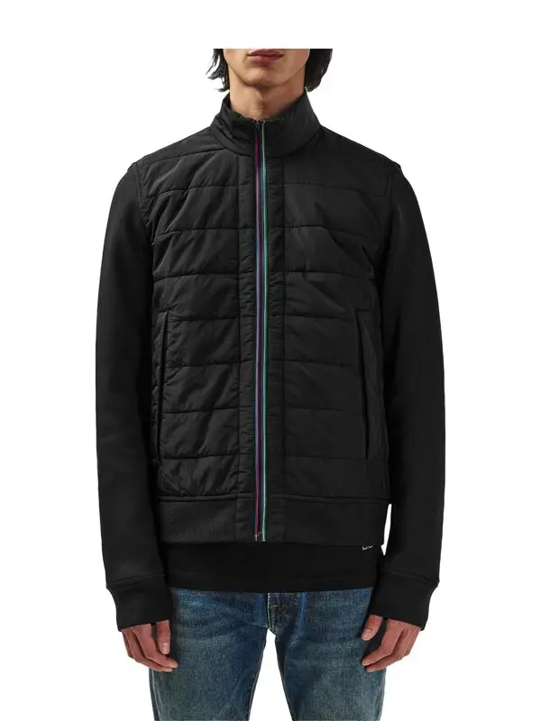 Paul Smith Mixed-fabric Stand Collar Jacket - Black