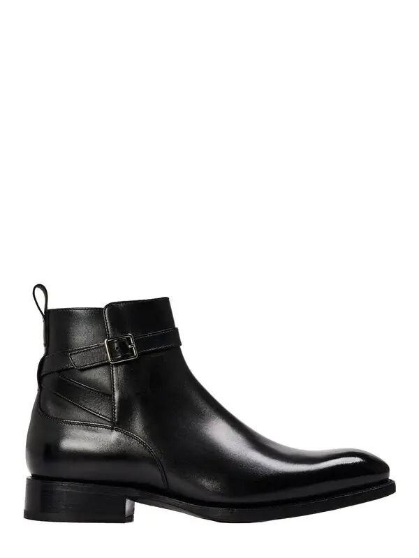 Hugo Boss Polished Leather Jodhpur Ankle Boots - Black