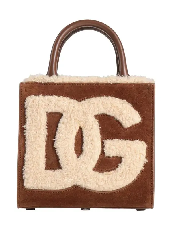 Dolce & Gabbana Double-layer Velvet-textured Tote Bag With Logo - Brown