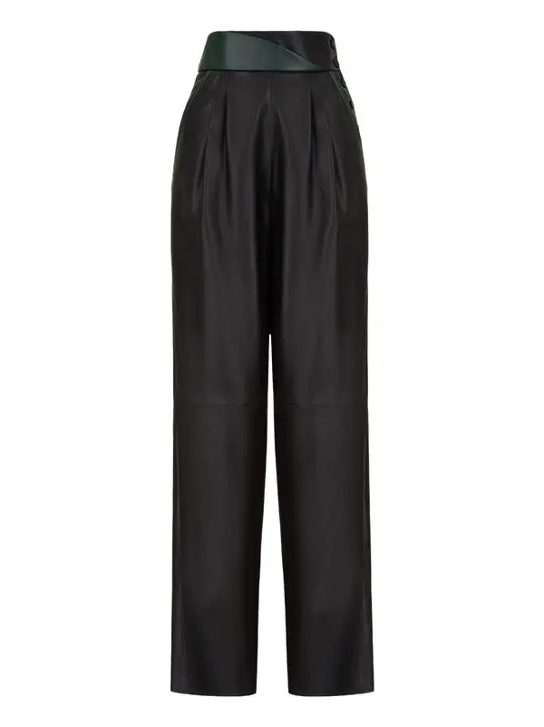 Emporio Armani High Waisted Wide Leg Trousers - Black