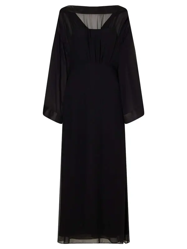 Saloni Yuki Layered Organza And Silk Maxi Dress - Black