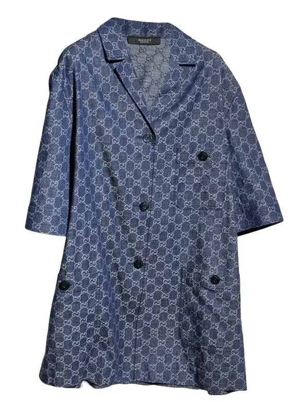 Gucci Gg Jacquard Short Sleeve Shirt - Blue